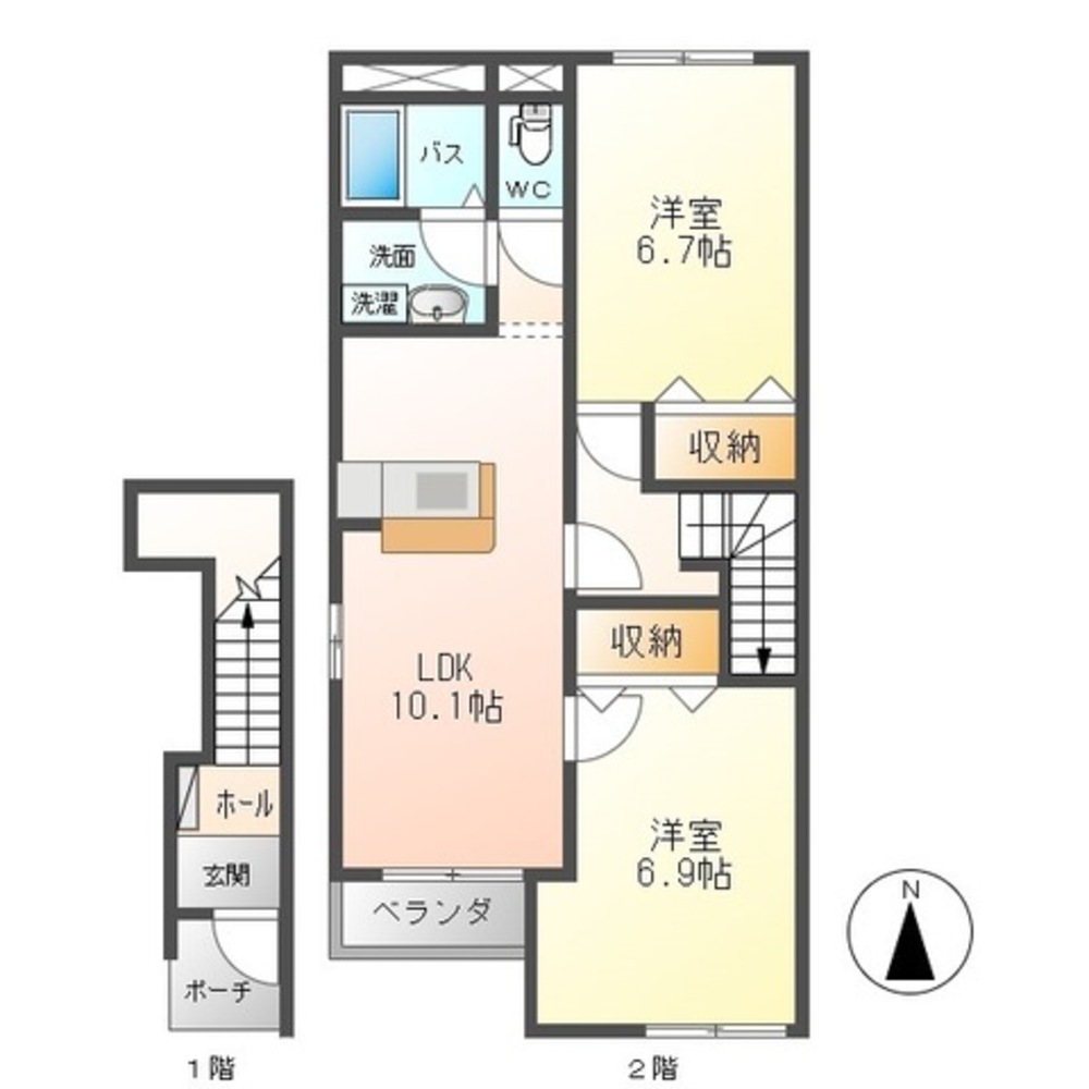 グローリーII B棟 栃木県栃木市薗部町4丁目 (5.3万円／2LDK (洋室6.7 洋室6.9 LDK10.1)／59.95㎡)｜賃貸物件(賃貸マンション・アパート・一戸建て)の住宅情報・お ...