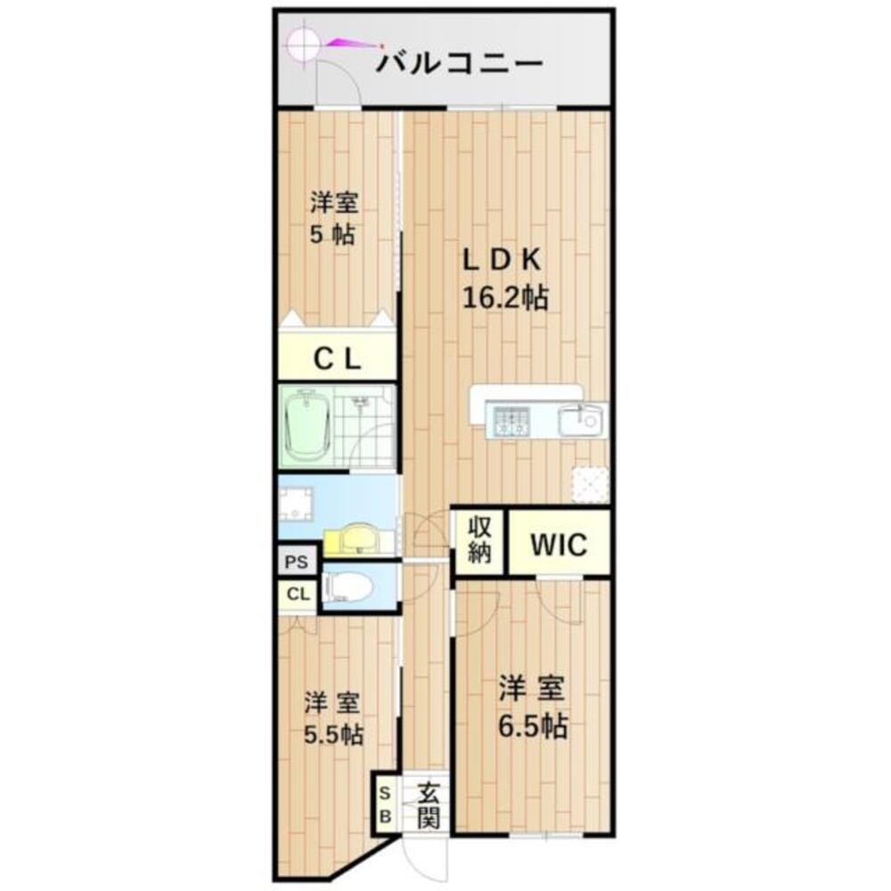 プラウドシティ元住吉 神奈川県川崎市中原区井田三舞町 (25万円／3LDK (洋室6．5畳/洋室5．5畳/洋室5畳/LDK16．2畳)／73.57㎡)｜賃貸物件(賃貸マンション・アパート・一戸 ...