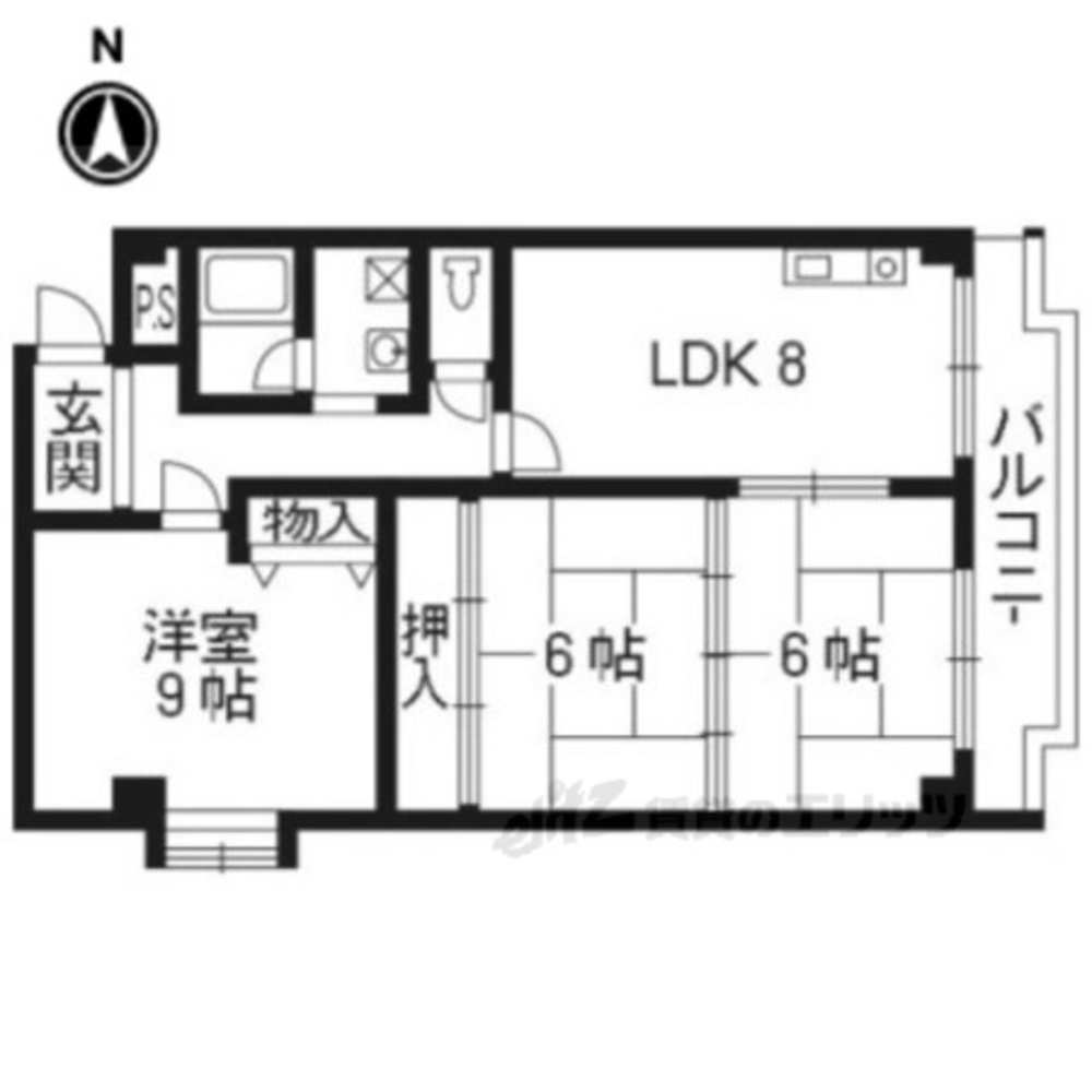 阪急京都本線 洛西口駅 地上6階建て 築38年 京都府向日市寺戸町八反田 (9.8万円／3LDK (和室6 和室6 洋室9 DK8)／68.61㎡)｜賃貸物件(賃貸マンション・アパート・一戸 ...