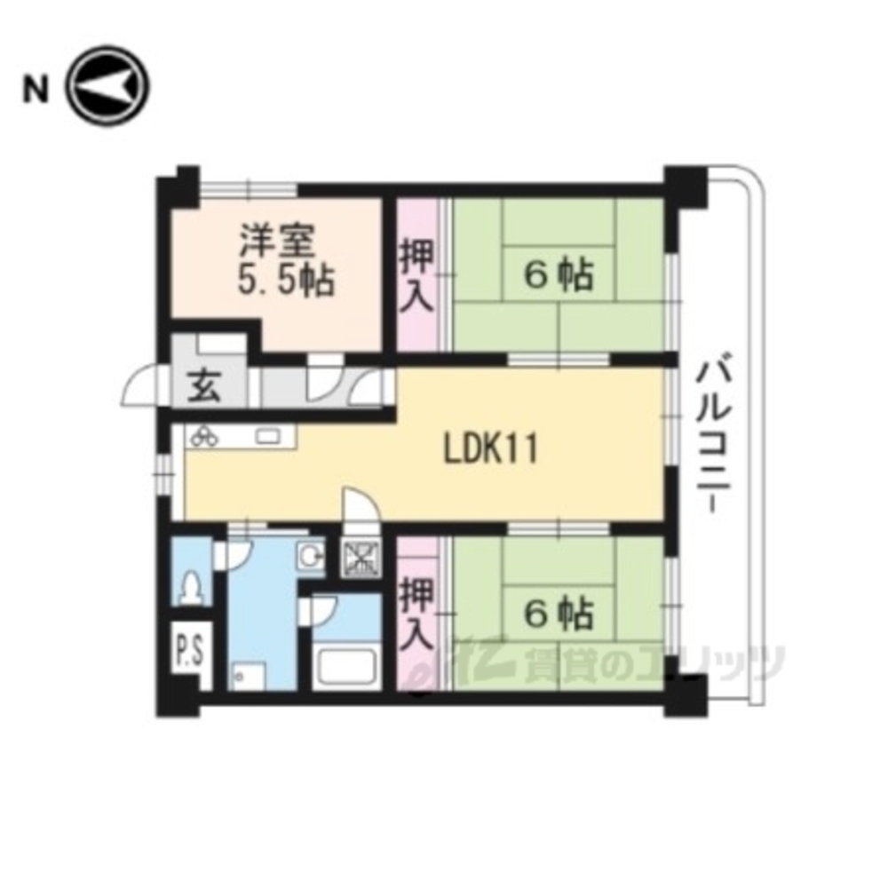 東海道本線（JR西日本） 瀬田駅 地上6階建て 築31年 滋賀県草津市新浜町 (6.5万円／3LDK (和室6 和室6 洋室5.5 LDK11)／71.35㎡)｜賃貸物件(賃貸マンション ...