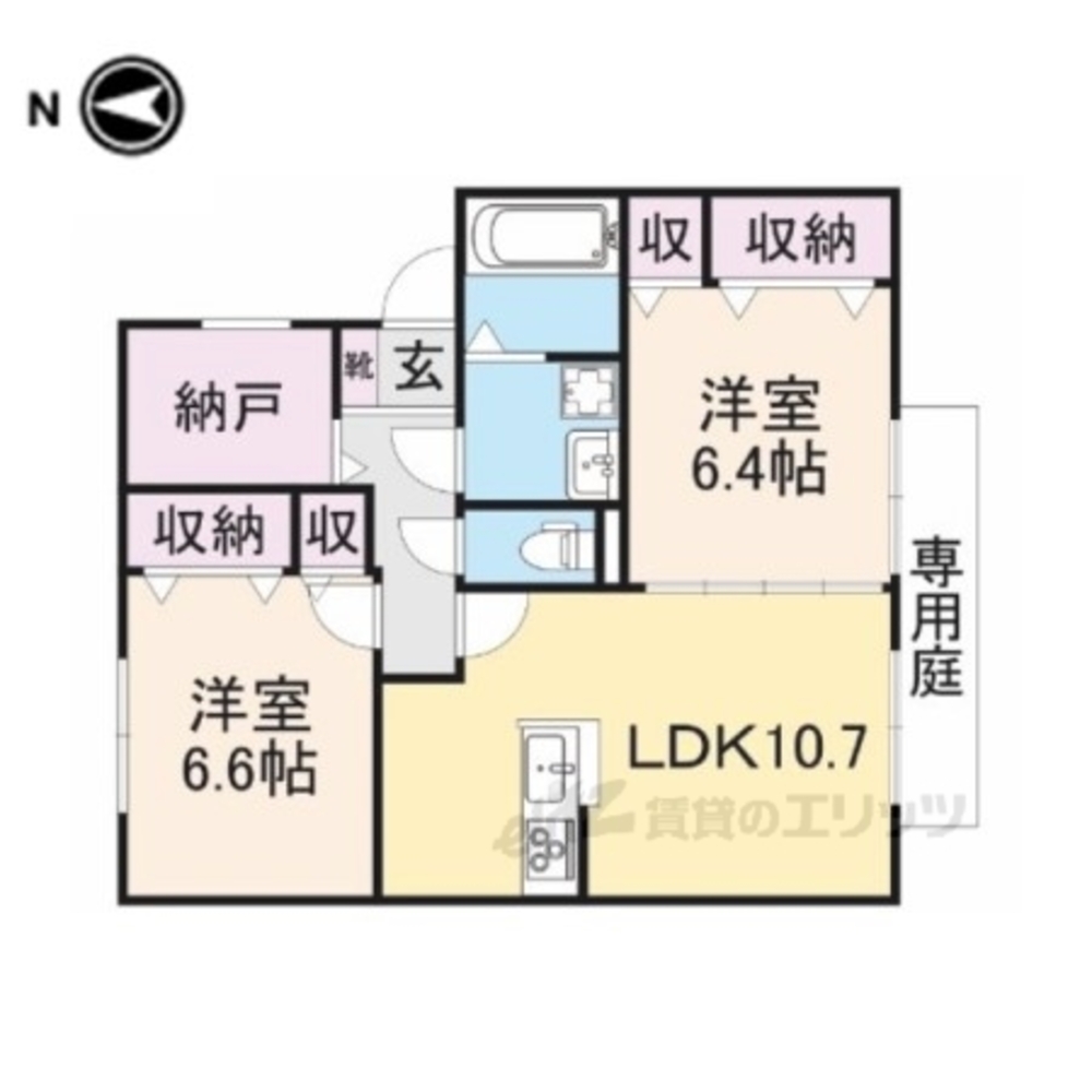 FELICITA 京都府木津川市山城町上狛山神 (6.6万円／2LDK (洋室6.4 洋室6.6 LDK10.7 納戸2.7)／61.31㎡)｜賃貸物件(賃貸マンション・アパート・一戸建て)の ...