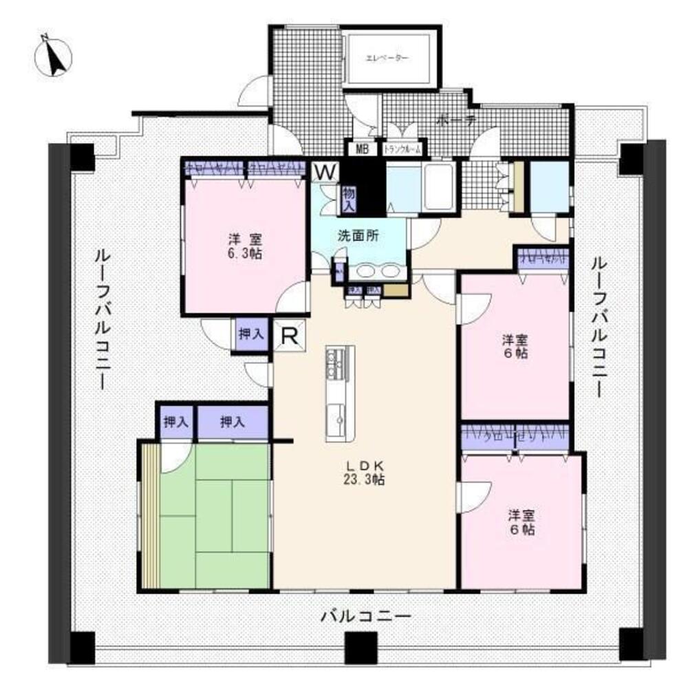 アースコート久留米本町 福岡県久留米市本町 (14.5万円／4LDK (和室6 洋室6 洋室6 洋室6.3 LDK23.3)／107.44㎡)｜賃貸物件(賃貸マンション・アパート・一戸建て)の ...