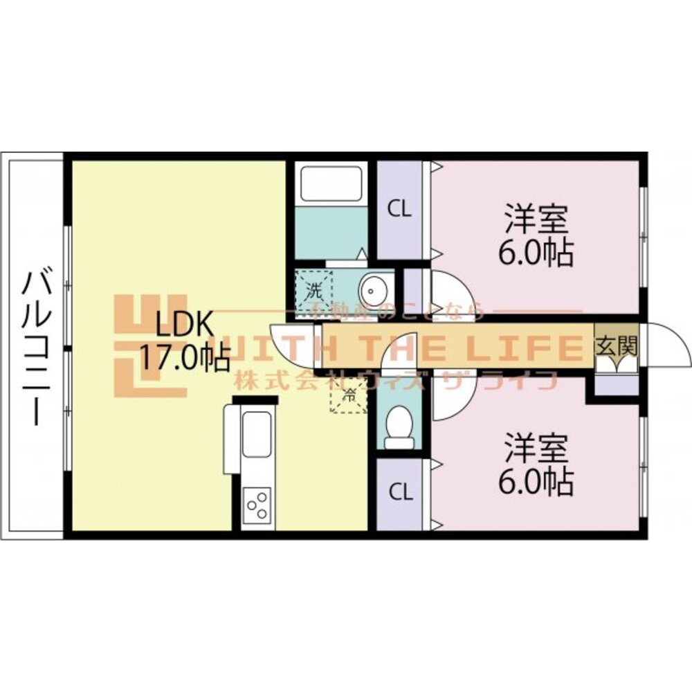 山口第二ビル 福岡県久留米市宮ノ陣5丁目 (6.2万円／2LDK (洋室6 洋室6 LDK17)／65.06㎡)｜賃貸物件(賃貸マンション・アパート・一戸建て)の住宅情報・お部屋探しなら ...