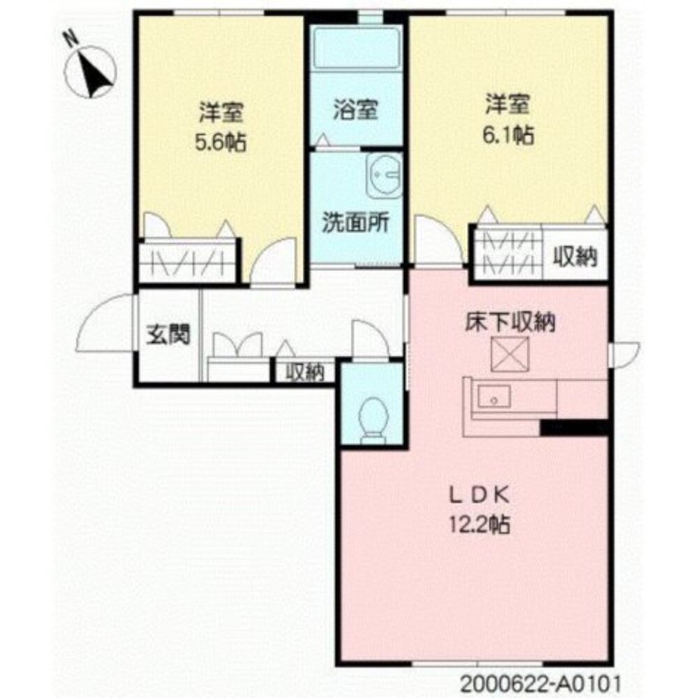 ボヌールK 福岡県久留米市梅満町 (6.3万円／2LDK (洋室5.6 洋室6.1 LDK12.2)／55.28㎡)｜賃貸物件(賃貸マンション・アパート・一戸建て)の住宅情報・お部屋探しなら ...