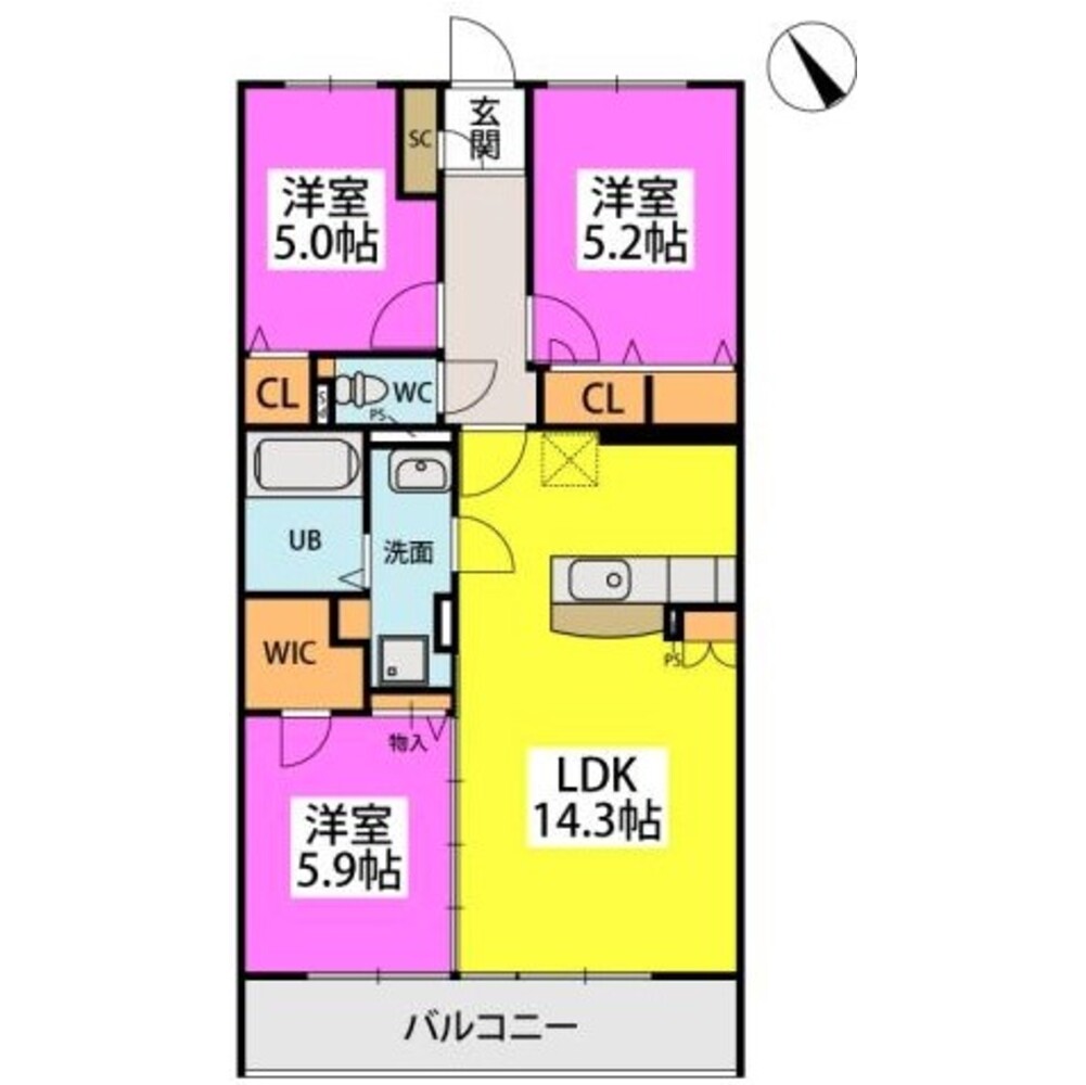 アルテハイム宮ノ陣II 福岡県久留米市宮ノ陣1丁目 (8.6万円／3LDK (洋室5 洋室5.2 洋室5.9 LDK14.3)／70.76㎡)｜賃貸物件(賃貸マンション・アパート・一戸建て)の ...
