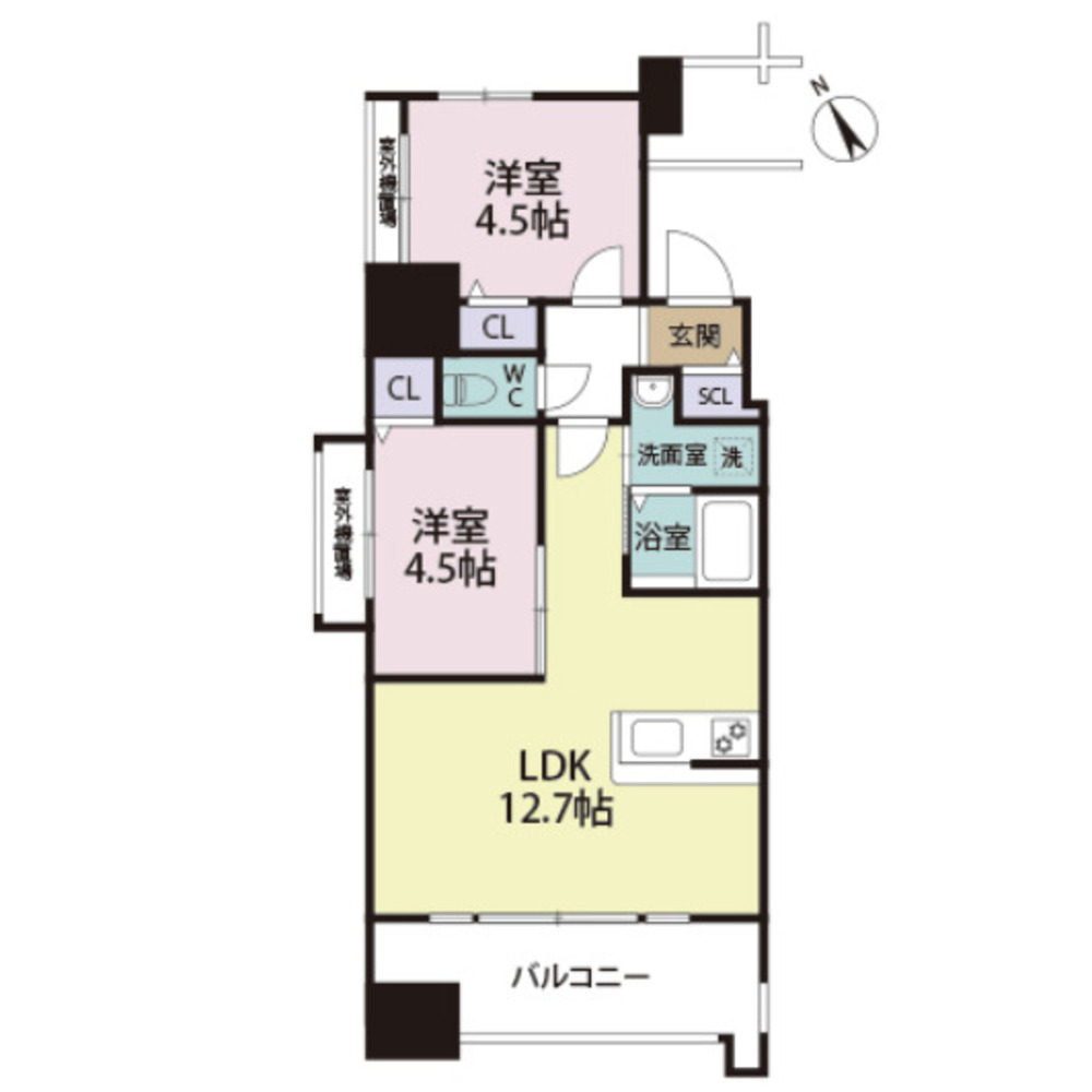 アポロ久留米東町 福岡県久留米市東町 (9.3万円／2LDK (洋室4.5 洋室4.5 LDK12.7)／47.03㎡)｜賃貸物件(賃貸マンション・アパート・一戸建て)の住宅情報・お部屋探し ...