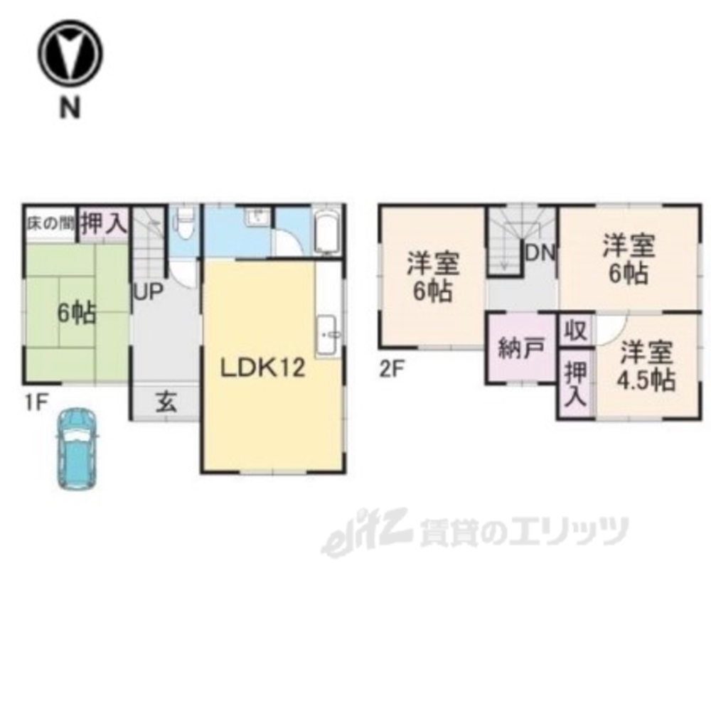 近鉄橿原線 平端駅 地上2階建て 築41年 奈良県生駒郡安堵町大字窪田 (6.4万円／4LDK (和室6 洋室4.5 洋室6 洋室6 LDK12 納戸2)／77.76㎡)｜賃貸物件(賃貸 ...