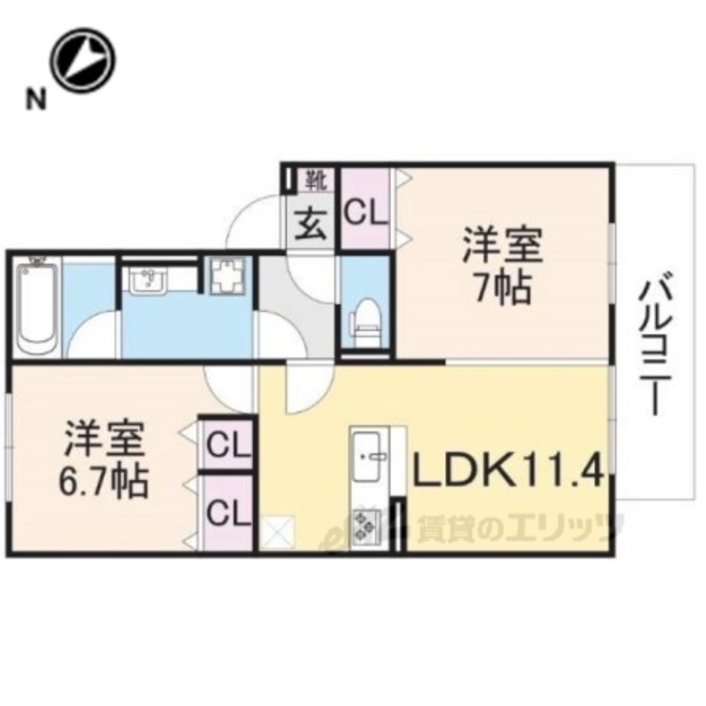 京阪本線 樟葉駅 地上3階建て 築1年未満 京都府八幡市八幡福禄谷 (8.1万円／2LDK (洋室6.7 洋室7 LDK11.4)／58.07㎡)｜賃貸物件(賃貸マンション・アパート・一戸建て ...