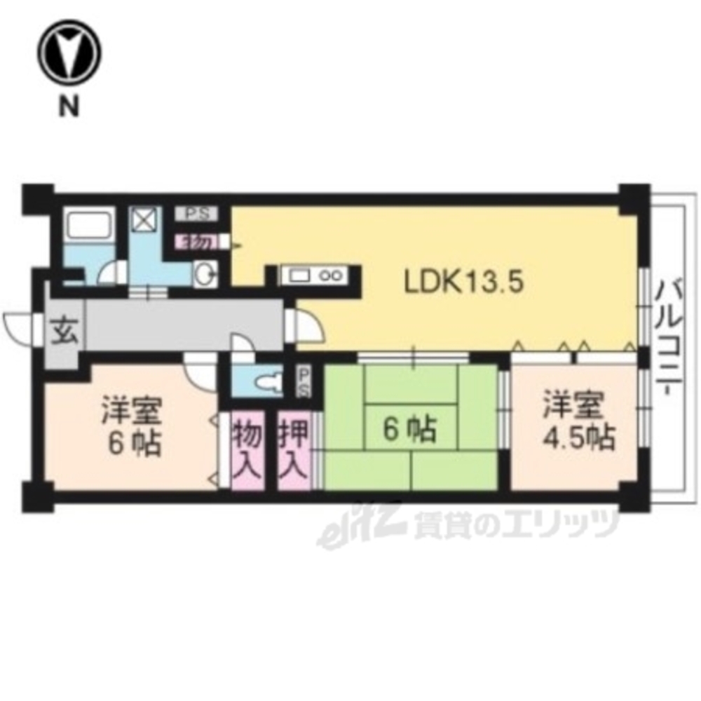 大翔第二ビル 京都府京都市山科区東野百拍子町 (8万円／3LDK (和室6 洋室4.5 洋室6 LDK13.5)／64.42㎡)｜賃貸物件(賃貸マンション・アパート・一戸建て)の住宅情報・お ...