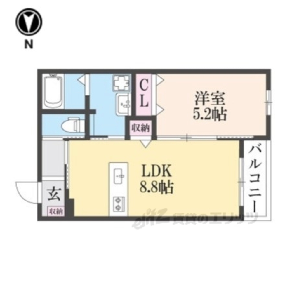 東海道本線（JR西日本） 草津駅 地上3階建て 築1年未満 滋賀県草津市野村6丁目 (8.2万円／1LDK (洋室5.2 LDK8.8)／38.77㎡)｜賃貸物件(賃貸マンション・アパート ...