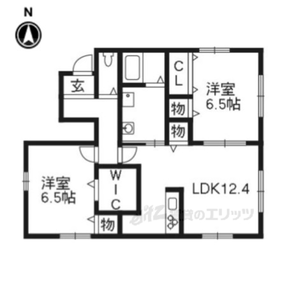 LaLuce B棟 京都府長岡京市奥海印寺野辺田 (7.9万円／2LDK (洋室6.5 洋室6.6 LDK12.4)／68.31㎡)｜賃貸物件(賃貸マンション・アパート・一戸建て)の住宅情報 ...