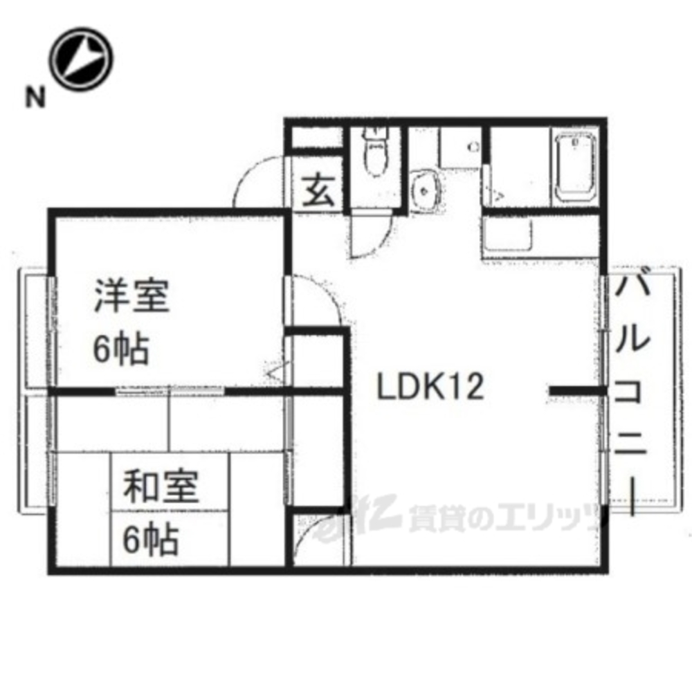 サンビレッジ高田A棟 大阪府枚方市高田1丁目 (5.9万円／2LDK (和室6 洋室6 LDK12)／52.84㎡)｜賃貸物件(賃貸マンション・アパート・一戸建て)の住宅情報・お部屋探しなら ...