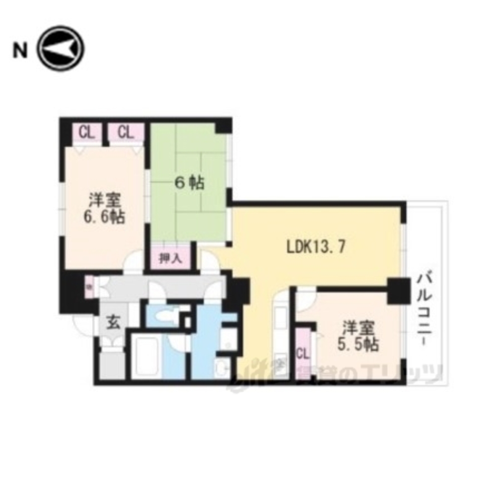 東海道本線（JR西日本） 栗東駅 地上31階建て 築25年 滋賀県栗東市綣2丁目 (8.9万円／3LDK (和室6 洋室5.5 洋室6 LDK13.7)／71.91㎡)｜賃貸物件(賃貸 ...