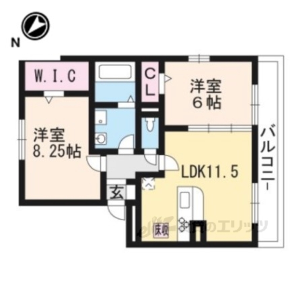 東海道本線（JR西日本） 草津駅 地上3階建て 築16年 滋賀県栗東市目川 (7.5万円／2LDK (洋室6 洋室8.2 LDK11.5)／60.57㎡)｜賃貸物件(賃貸マンション・アパート ...