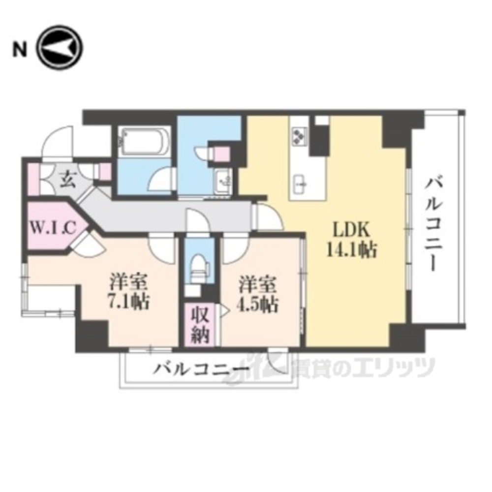 近鉄奈良線 生駒駅 地上6階建て 築2年 奈良県生駒市東新町 (13万円／2LDK (洋室4.5 洋室7.1 LDK14.1)／62.66㎡)｜賃貸物件(賃貸マンション・アパート・一戸建て)の ...