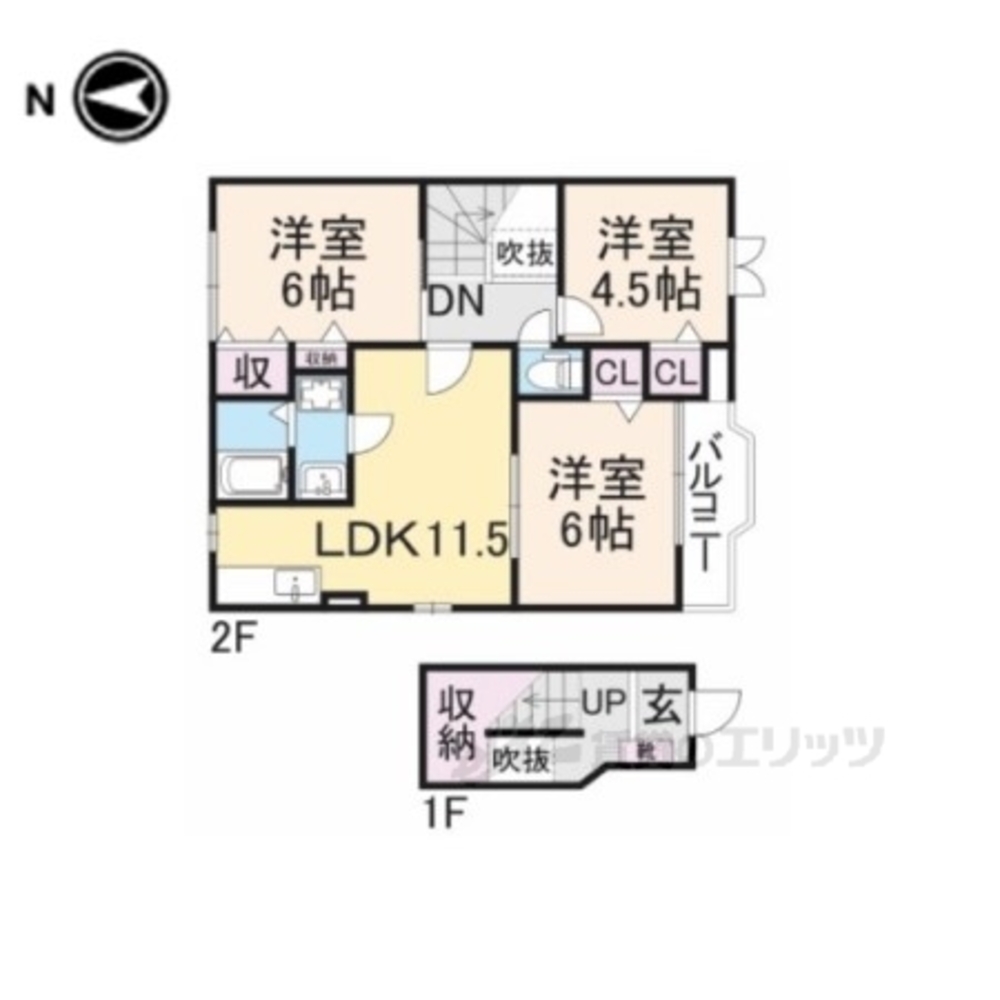 近鉄橿原線 笠縫駅 地上2階建て 築21年 奈良県磯城郡田原本町大字千代 (5.65万円／3LDK (洋室4.5 洋室6 洋室6 LDK11.5)／65.57㎡)｜賃貸物件(賃貸マンション ...