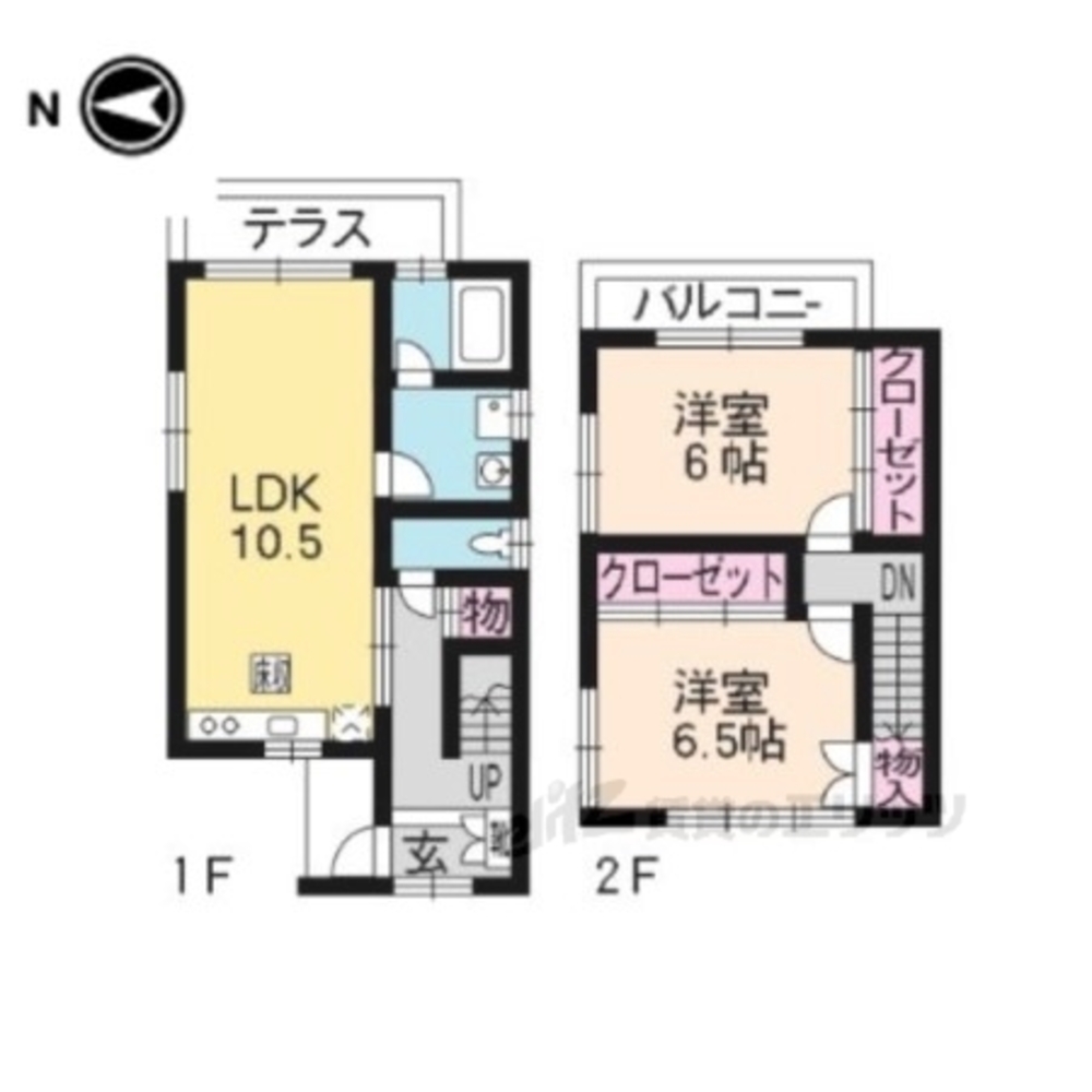 京都市営地下鉄東西線 御陵駅 地上2階建て 築16年 京都府京都市山科区日ノ岡ホッパラ町 (9.9万円／2LDK (洋室6 洋室6 LDK10.5)／61.28㎡)｜賃貸物件(賃貸マンション ...