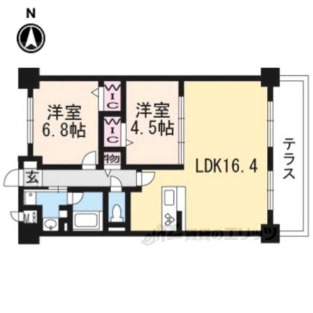 ピュアコート六地蔵 京都府宇治市木幡陣ノ内 (9.7万円／2LDK (洋室4.5 洋室6.8 LDK16.4)／61.07㎡)｜賃貸物件(賃貸マンション・アパート・一戸建て)の住宅情報・お ...