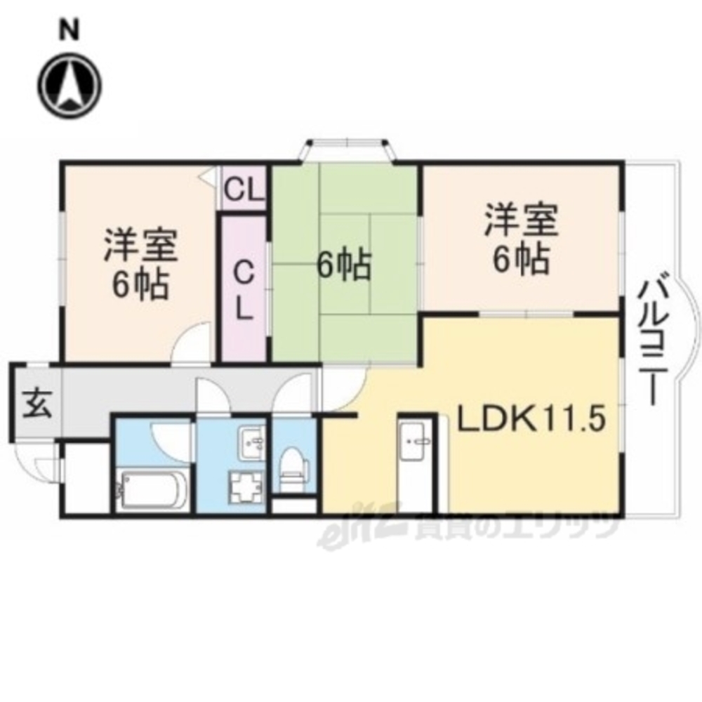 ベルドミール 大阪府寝屋川市高宮新町 (7.7万円／3LDK (和室6 洋室6 洋室6 LDK11.5)／61.11㎡)｜賃貸物件(賃貸マンション・アパート・一戸建て)の住宅情報・お部屋探し ...