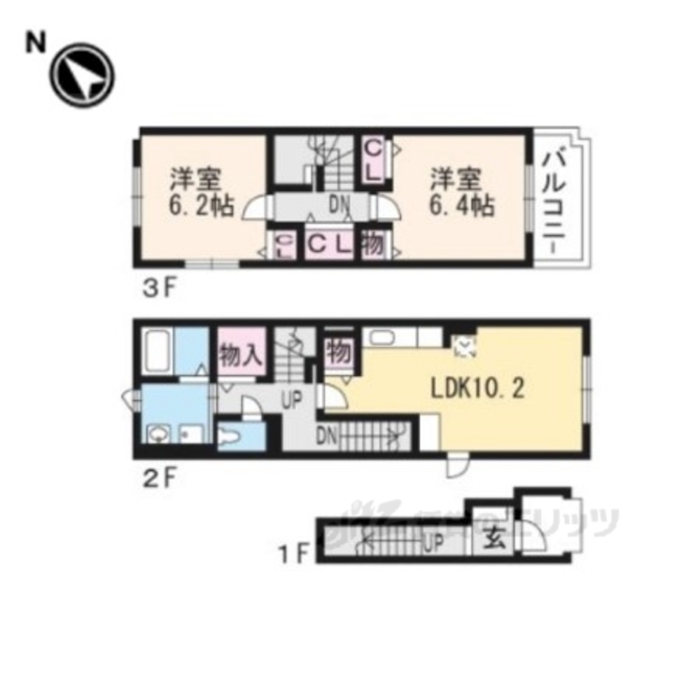 東海道本線（JR西日本） 篠原駅 地上3階建て 築12年 滋賀県近江八幡市十王町 (7.2万円／2LDK (洋室6.2 洋室6.4 LDK10.2)／69.17㎡)｜賃貸物件(賃貸マンション ...