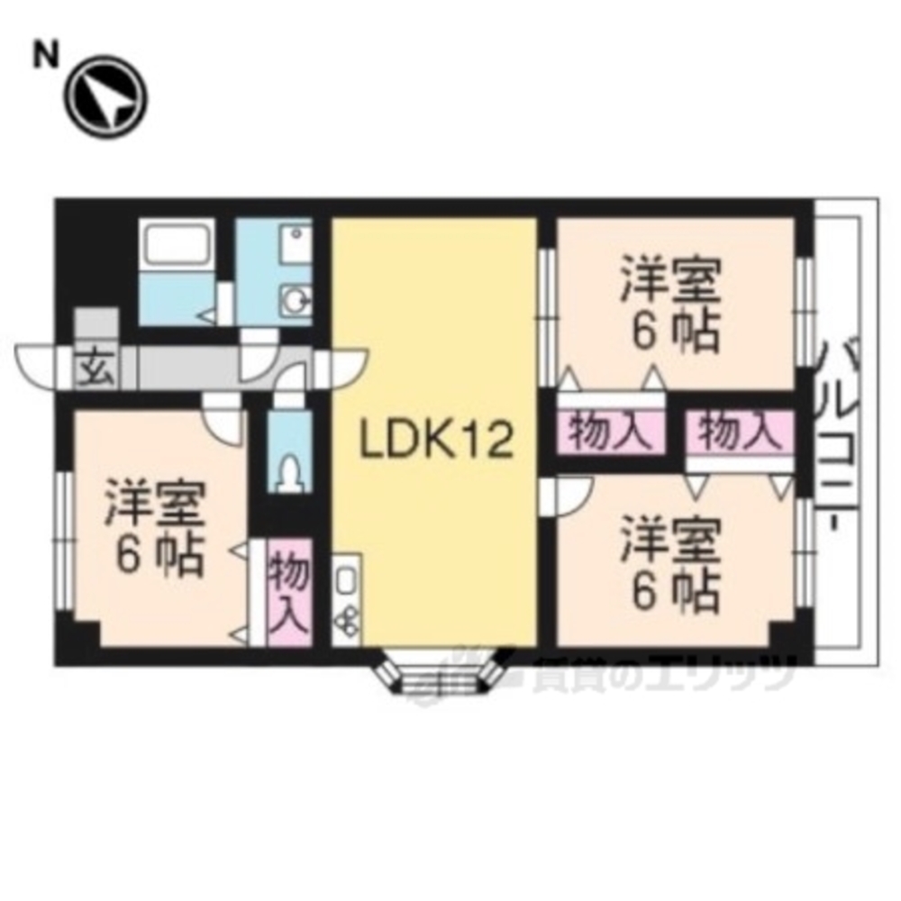 東海道本線（JR西日本） 南草津駅 地上6階建て 築29年 滋賀県草津市西矢倉3丁目 (8万円／3LDK (和室6 洋室6 洋室6 LDK12)／65.92㎡)｜賃貸物件(賃貸マンション ...