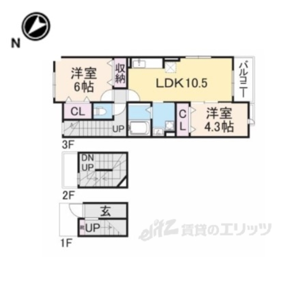 オーセンティック4 大阪府寝屋川市河北東町 (8.05万円／2LDK (洋室4.3 洋室6 LDK10.5)／61.93㎡)｜賃貸物件(賃貸マンション・アパート・一戸建て)の住宅情報・お ...