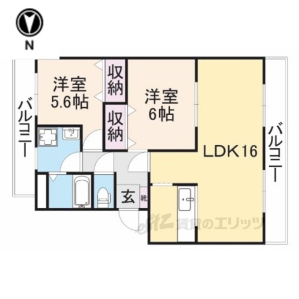ラ・ペジブル2 奈良県北葛城郡広陵町馬見北7丁目 (5.7万円／2LDK (洋室5.6 洋室6 LDK16)／59.4㎡)｜賃貸物件(賃貸マンション・アパート・一戸建て)の住宅情報・お部屋探し ...