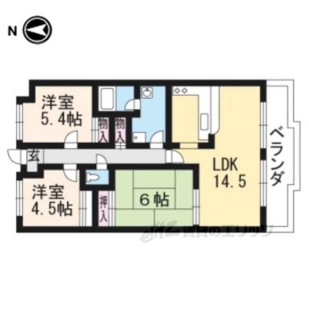 メルシー瀬田 滋賀県大津市萱野浦 (8万円／3LDK (和室6 洋室4.5 洋室5.4 LDK14.5)／68.71㎡)｜賃貸物件(賃貸マンション・アパート・一戸建て)の住宅情報・お部屋探し ...
