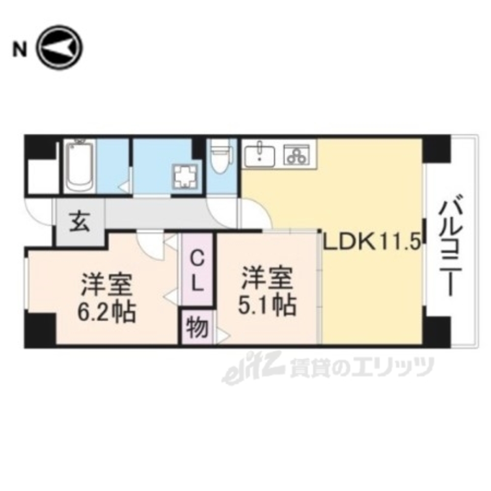 CASA FELICE 兵庫県尼崎市塚口本町1丁目 (12.7万円／2LDK (洋室5.1 洋室6.2 LDK11.5)／54.09㎡)｜賃貸物件(賃貸マンション・アパート・一戸建て)の住宅 ...