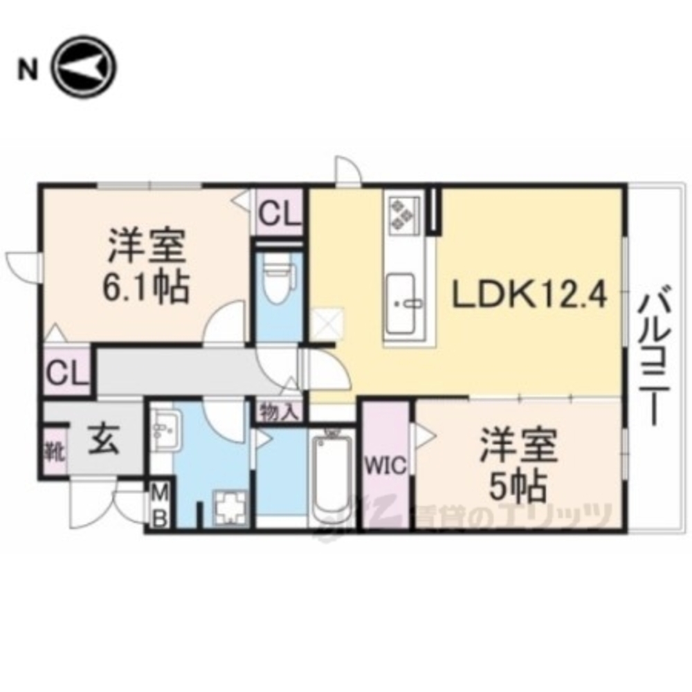 京阪本線 牧野駅 地上3階建て 築8年 大阪府枚方市養父元町 (10万円／2LDK (洋室5 洋室6.1 LDK12.4)／57.91㎡)｜賃貸物件(賃貸マンション・アパート・一戸建て)の住宅 ...