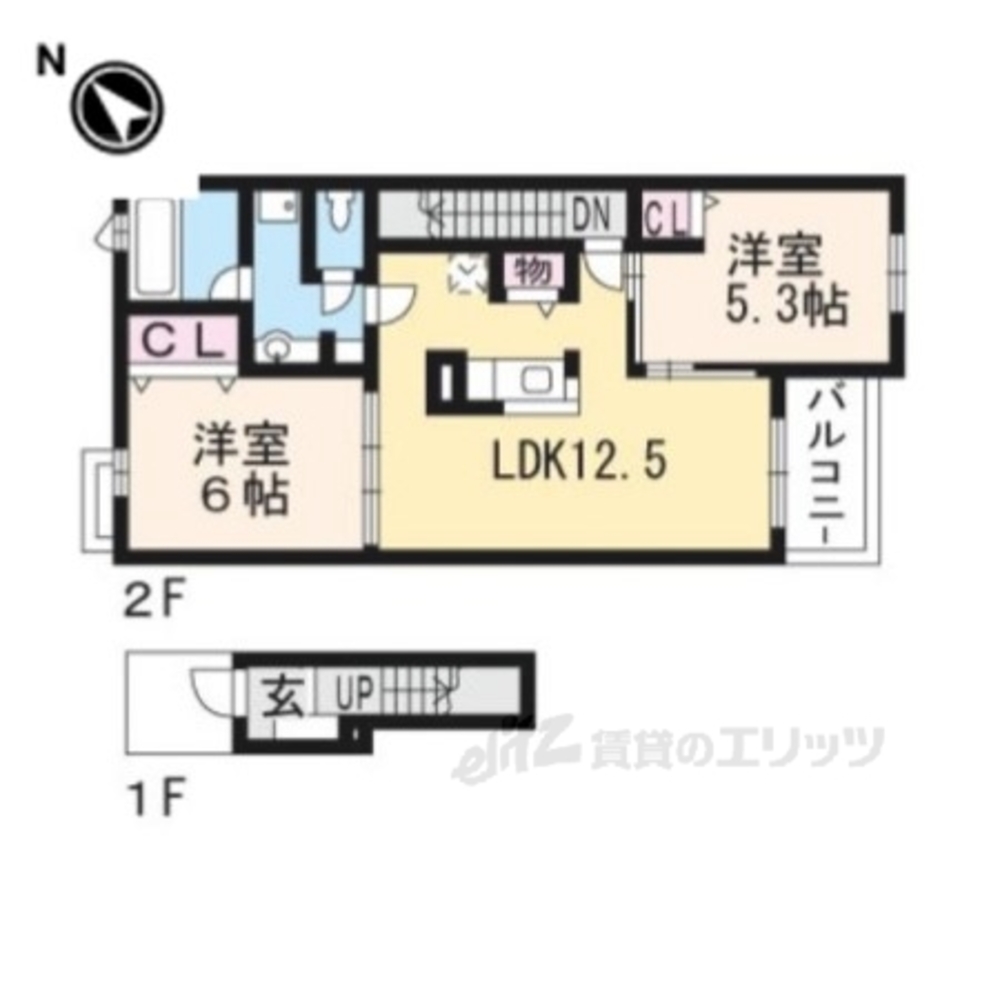 グリーンチェリー2 滋賀県湖南市柑子袋 (6万円／2LDK (洋室5.3 洋室6 LDK12.5)／57.32㎡)｜賃貸物件(賃貸マンション・アパート・一戸建て)の住宅情報・お部屋探しなら ...