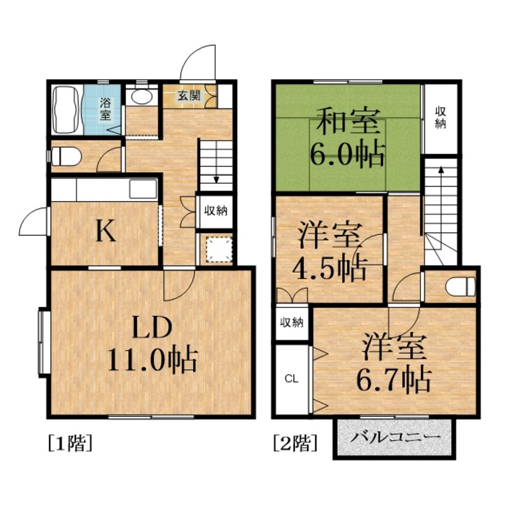 外房線 誉田駅 地上2階建て 築37年 千葉県千葉市緑区大膳野町 (7万円／3LDK (和室6 洋室4.5 洋室6.7 LD11)／77.84㎡)｜賃貸物件(賃貸マンション・アパート・一戸建て ...