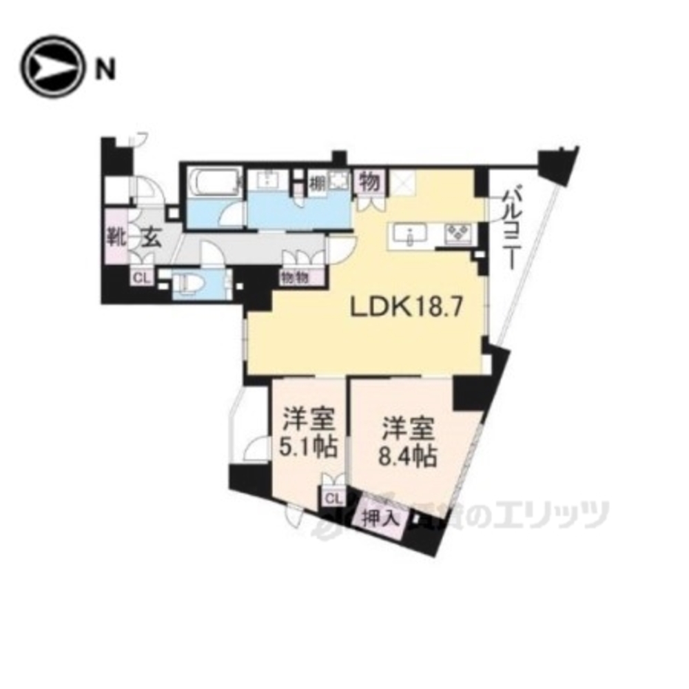 ジオ京都御所西 京都府京都市上京区今出川通新町西入弁財天町 (18万円／2LDK (洋室5.1 洋室8.4 LDK18.7)／80.09㎡)｜賃貸物件(賃貸マンション・アパート・一戸建て)の ...
