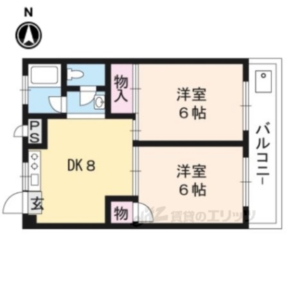 ハイツ新喜 京都府京都市左京区山端大城田町 (6万円／2LDK (洋室6 洋室6 DK8)／39.4㎡)｜賃貸物件(賃貸マンション・アパート・一戸建て)の住宅情報・お部屋探しならYahoo!不動産