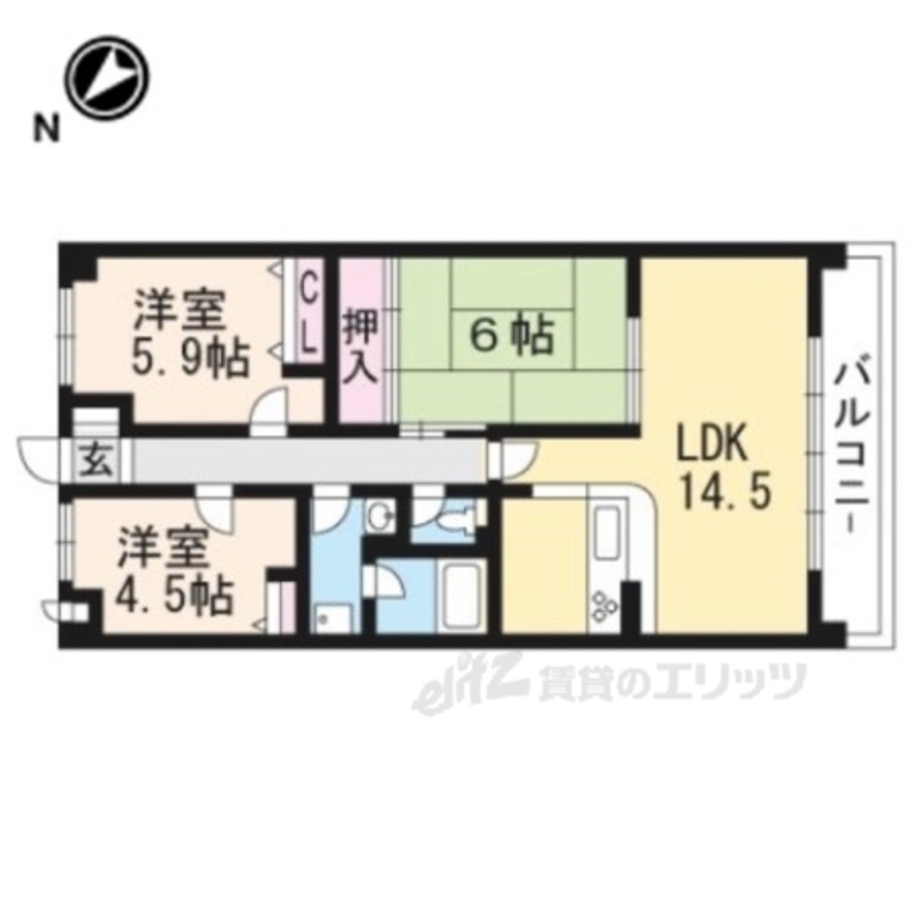 東海道本線（JR西日本） 守山駅 地上4階建て 築28年 滋賀県守山市吉身3丁目 (8.2万円／3LDK (和室6 洋室4.5 洋室5.9 LDK14.5)／67.7㎡)｜賃貸物件(賃貸 ...
