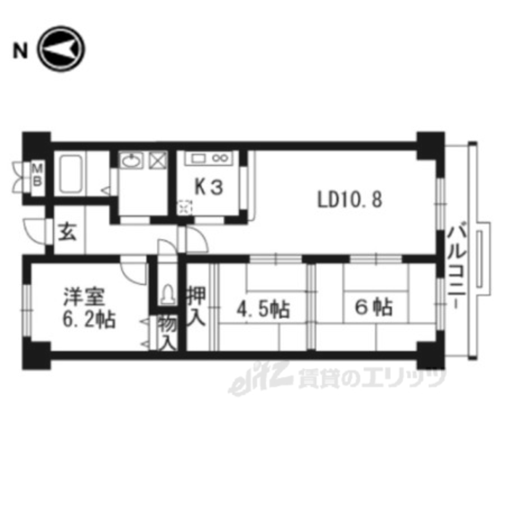 パデシオン宇治木幡 京都府宇治市木幡西浦 (7.8万円／3LDK (和室4.5 和室6 洋室6.2 LD10.8 K3)／65.68㎡)｜賃貸物件(賃貸マンション・アパート・一戸建て)の住宅 ...