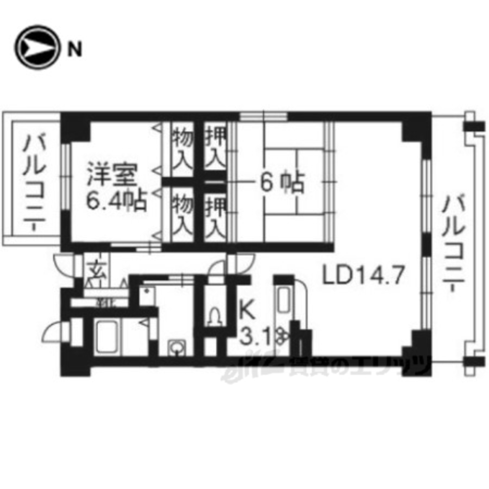 シェルブリュー四条 京都府京都市右京区西院東貝川町 (10.6万円／2LDK (和室6 洋室6.4 LDK17.8)／70.45㎡)｜賃貸物件(賃貸マンション・アパート・一戸建て)の住宅情報 ...