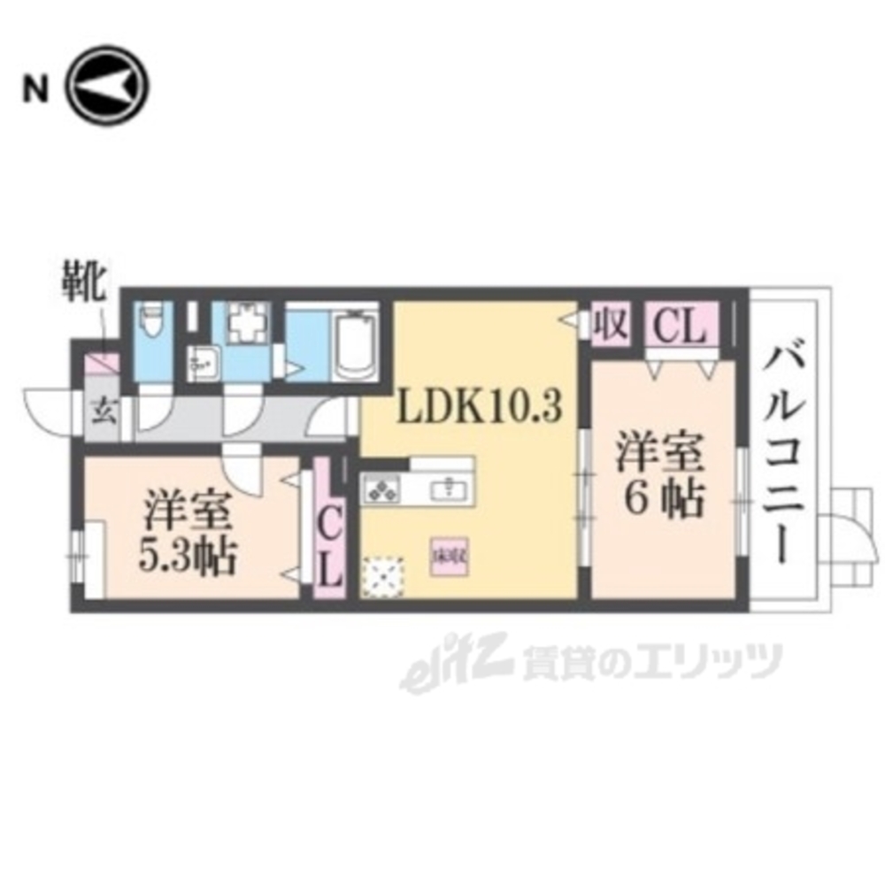 東海道本線（JR西日本） 向日町駅 地上3階建て 築8年 京都府京都市伏見区久我本町 (7.25万円／2LDK (洋室5.3 洋室6 LDK10.3)／51.55㎡)｜賃貸物件(賃貸マンション ...