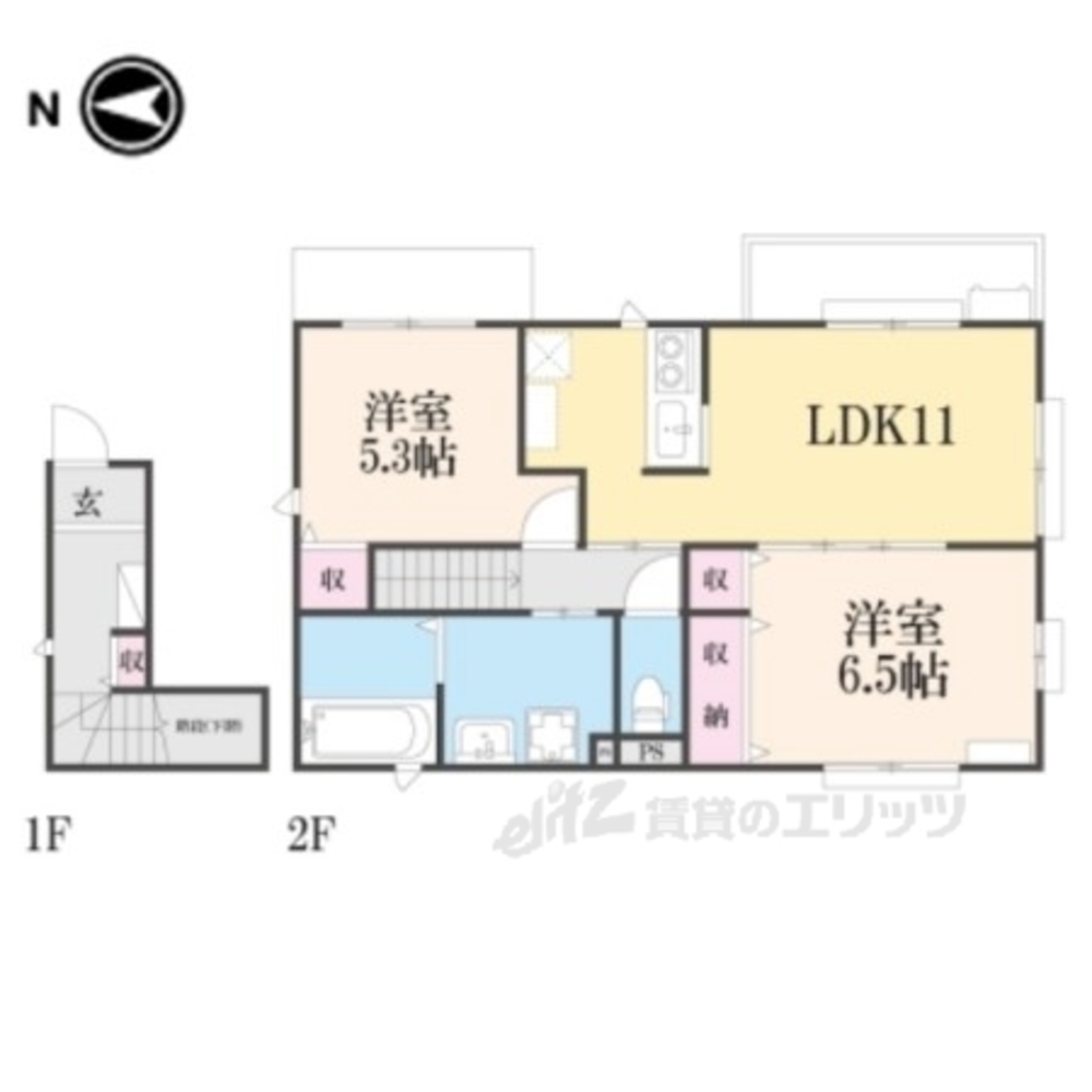 奈良線 JR藤森駅 地上2階建て 築1年未満 京都府京都市伏見区深草大亀谷大山町 (10万円／2LDK (洋室5.3 洋室6.5 LDK11)／60.64㎡)｜賃貸物件(賃貸マンション ...