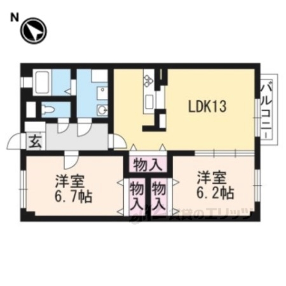 ア・レーズ3番館 滋賀県栗東市川辺 (6.8万円／2LDK (洋室6.2 洋室6.7 LDK13)／61.38㎡)｜賃貸物件(賃貸マンション・アパート・一戸建て)の住宅情報・お部屋探しなら ...