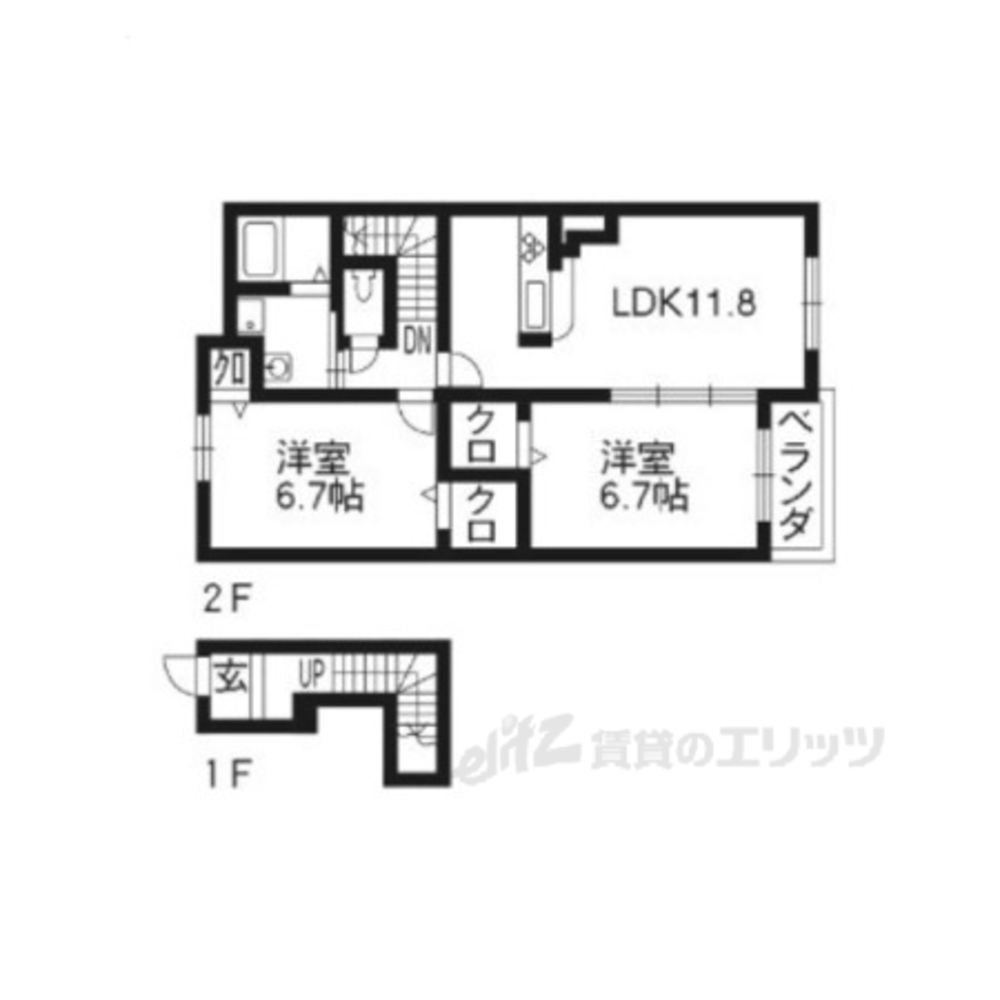 片町線 藤阪駅 地上2階建て 築16年 大阪府枚方市出屋敷元町1丁目 (7.4万円／2LDK (洋室5.7 洋室5.7 LDK11.8)／61.73㎡)｜賃貸物件(賃貸マンション・アパート ...