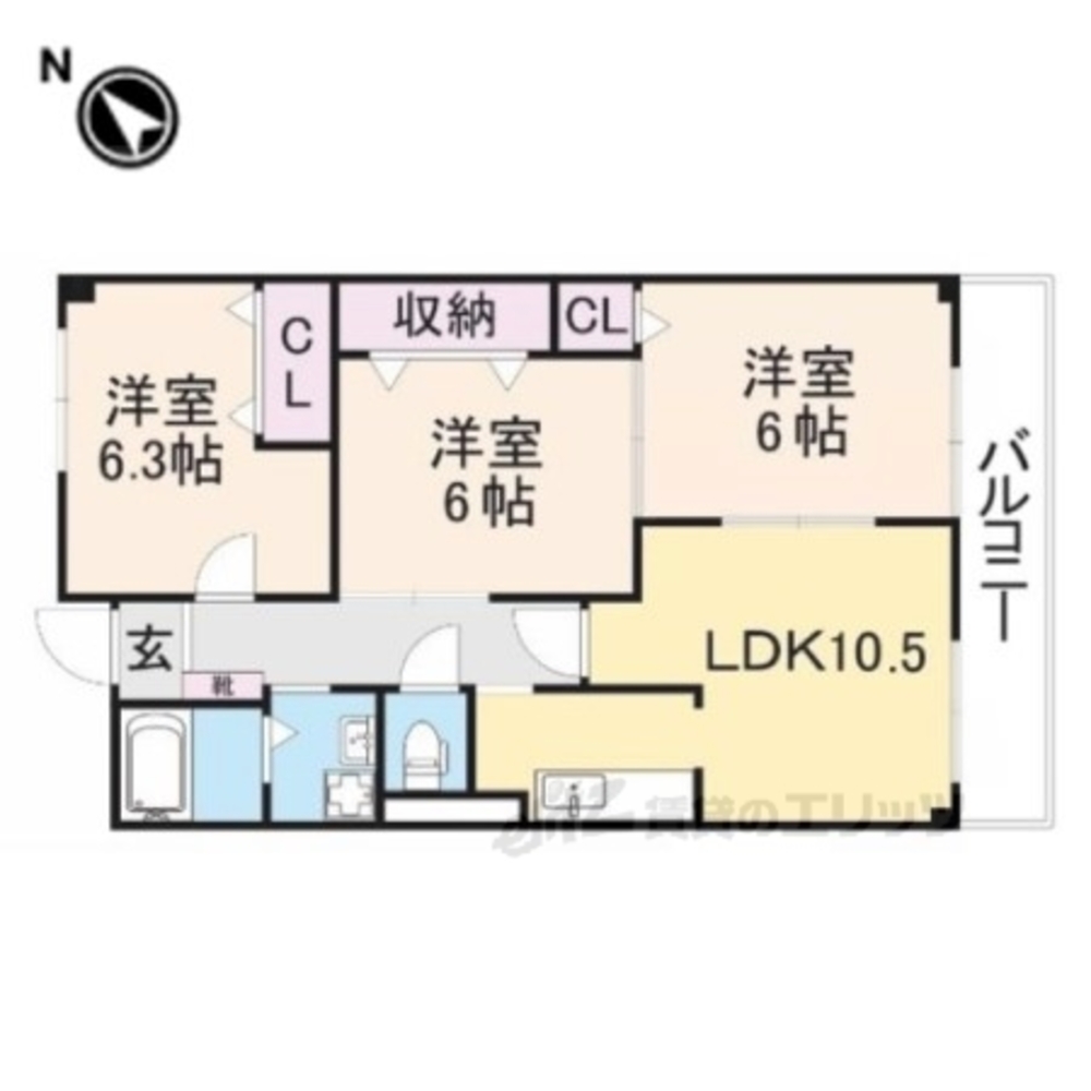 プリムローズ 大阪府交野市森北1丁目 (7.95万円／2LDK (洋室6 洋室6 洋室6.3 LDK10.5)／65.58㎡)｜賃貸物件(賃貸マンション・アパート・一戸建て)の住宅情報・お ...