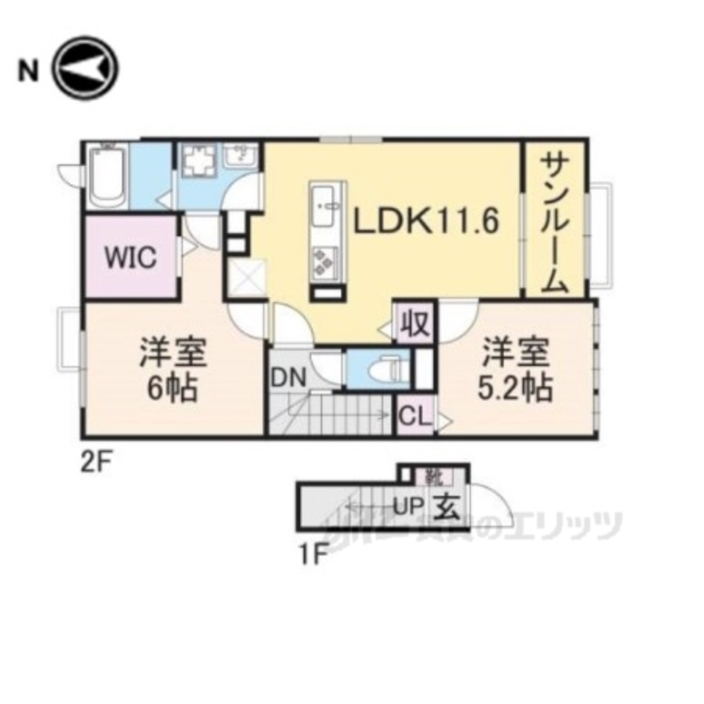 フェリスB 兵庫県豊岡市桜町 (7.5万円／2LDK (洋室5.2 洋室6 LDK12.4)／61.38㎡)｜賃貸物件(賃貸マンション・アパート・一戸建て)の住宅情報・お部屋探しならYahoo!不動産