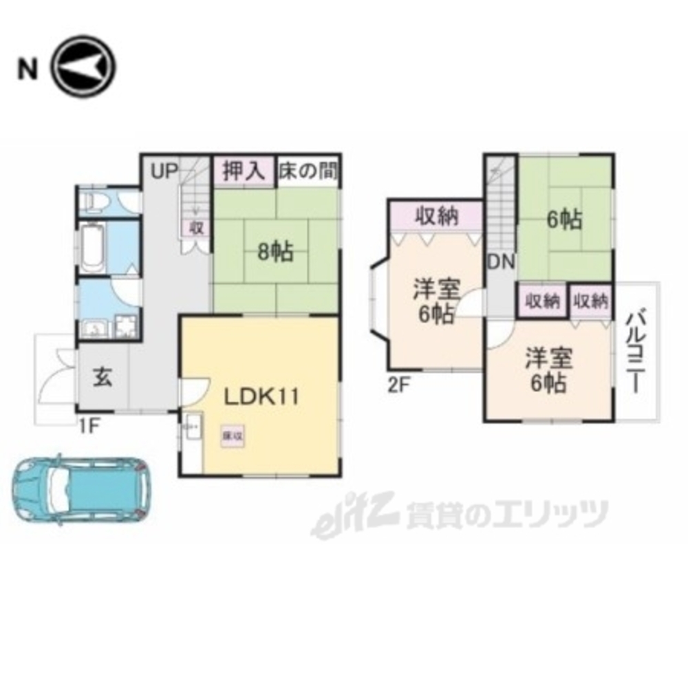 山陰本線 亀岡駅 地上2階建て 築35年 京都府亀岡市畑野町広野 (5万円／4LDK (和室6 和室8 洋室6 洋室6 LDK11)／95.17㎡)｜賃貸物件(賃貸マンション・アパート・一戸 ...