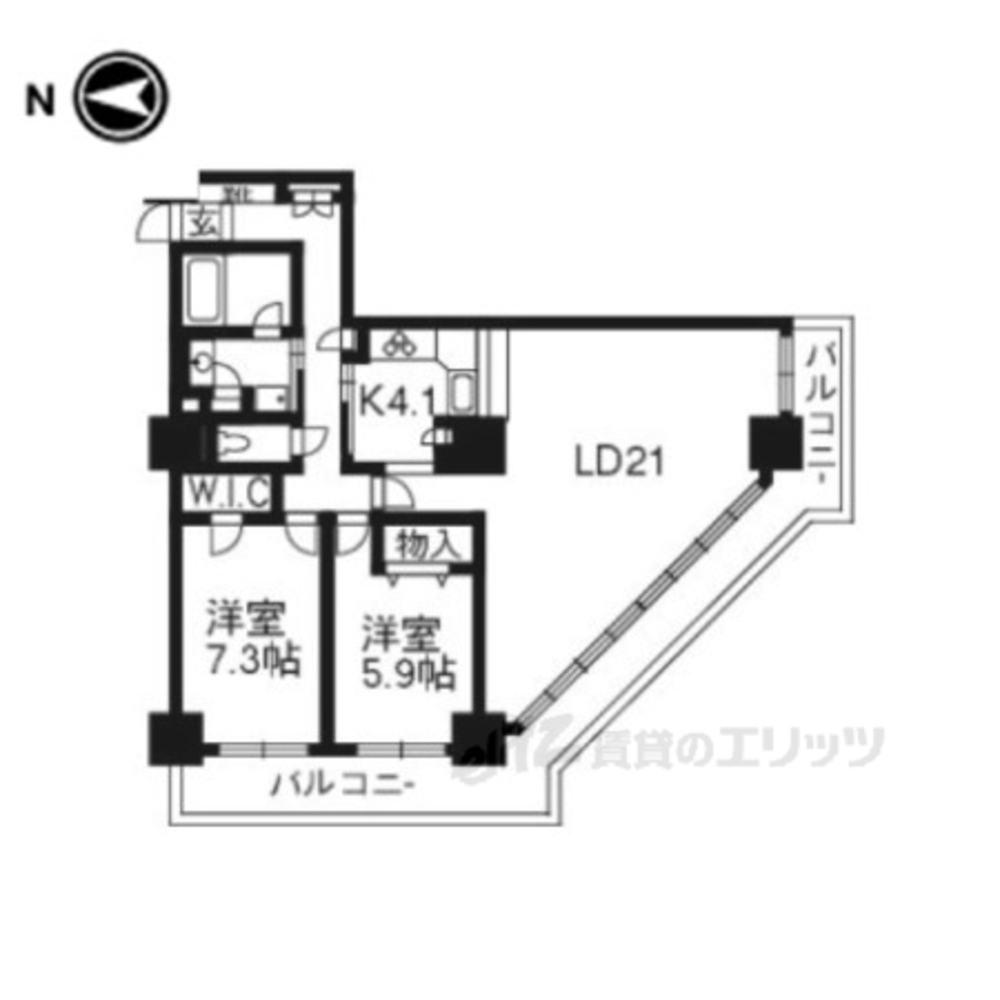 ファーストタワー大津MARY 滋賀県大津市皇子が丘1丁目 (15万円／2LDK (洋室5.9 洋室7.3 LD21 K4.1)／82.85㎡)｜賃貸物件(賃貸マンション・アパート・一戸建て)の ...