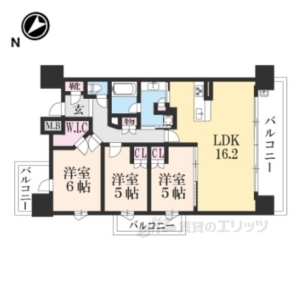 シャリエ野洲アクアガーデン905号室 滋賀県野洲市小篠原 (14万円／3LDK (洋室5 洋室5 洋室6 LDK16.2)／73.38㎡)｜賃貸物件(賃貸マンション・アパート・一戸建て)の住宅 ...