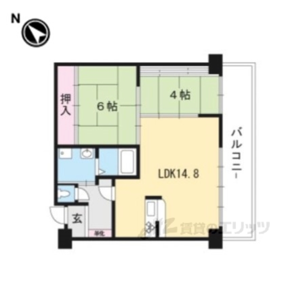 東海道本線（JR西日本） 草津駅 地上18階建て 築36年 滋賀県草津市大路1丁目 (8.8万円／2LDK (和室4 和室6 LDK14.8)／58.32㎡)｜賃貸物件(賃貸マンション ...