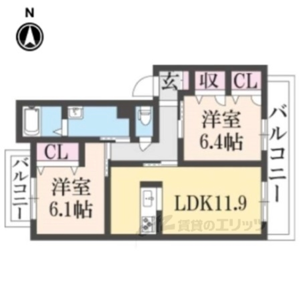 近鉄大阪線 二上駅 地上3階建て 築12年 奈良県香芝市穴虫 (7.9万円／2LDK (洋室6.1 洋室6.4 LDK11.9)／61.17㎡)｜賃貸物件(賃貸マンション・アパート・一戸建て ...