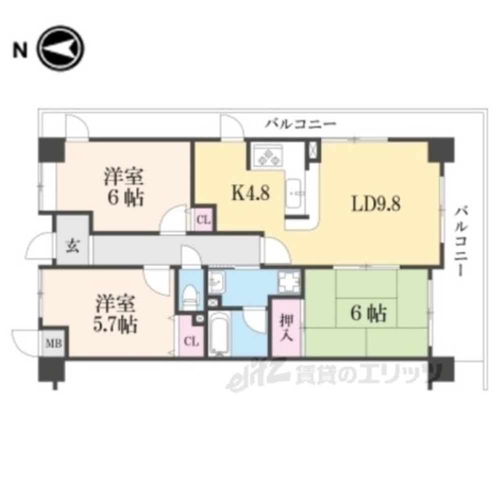 ラウンドコート京都醍醐 京都府京都市伏見区醍醐中山町 (9.8万円／3LDK (和室6 洋室5.7 洋室6 LDK14.6)／68.66㎡)｜賃貸物件(賃貸マンション・アパート・一戸建て)の ...