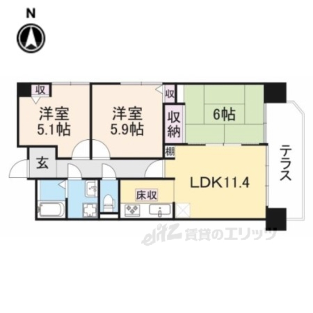 オリエント奈良西の京 奈良県奈良市七条町 (6.5万円／3LDK (和室6 洋室5.1 洋室5.9 LDK11.4)／59.2㎡)｜賃貸物件(賃貸マンション・アパート・一戸建て)の住宅情報・お ...